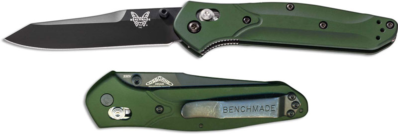 Benchmade 940BK Osborne EDC Knife Black Reverse Tanto Green Aluminum ...