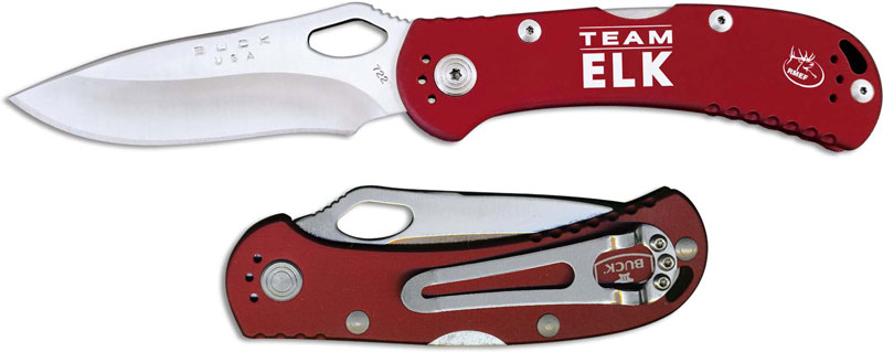 Buck SpitFire RMEF 0722RDSRMEF EDC Drop Point Red Aluminum Lock Back ...