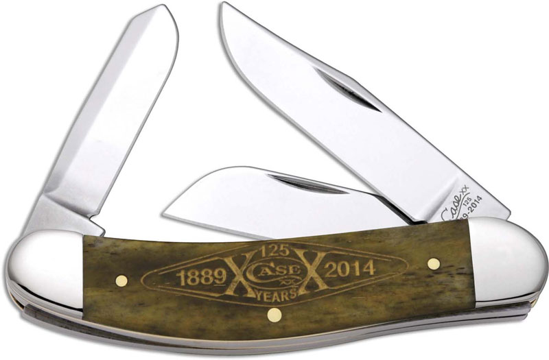 Case Sowbelly Knife 12252 - 125th Anniversary - Smooth Olive Green Bone ...
