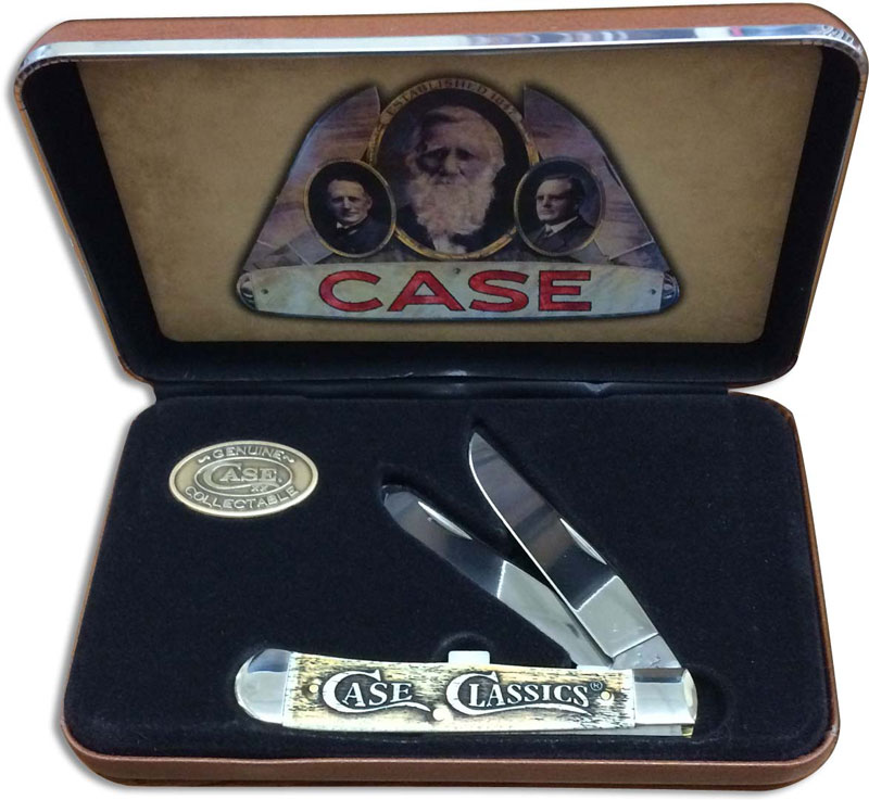 Case Classics Trapper Knife Set 16490 Embellished Smooth Natural Bone ...