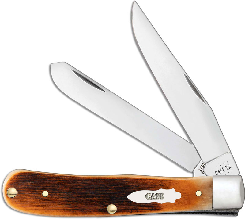 Case Trapper Knife 17890 Sawcut Jig Barehead Amber Bone 6254ss
