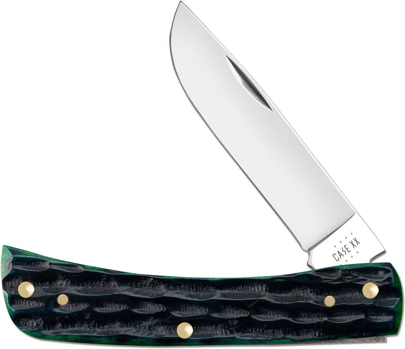 Case Sod Buster Jr Knife 75832 - Hunter Green Bone - 6137SS