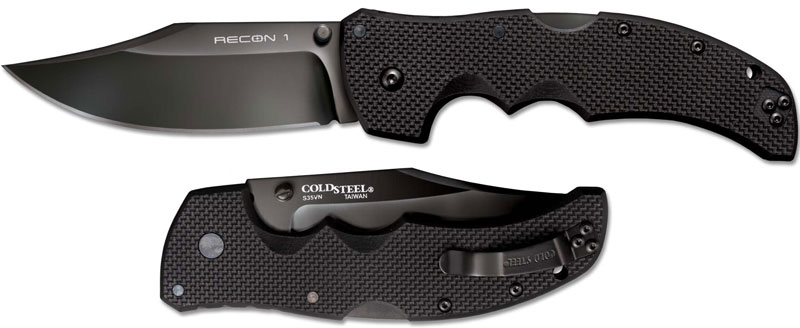 Cold Steel 27BC Recon 1 Knife S35VN Black Clip Point Blade Black G10 ...