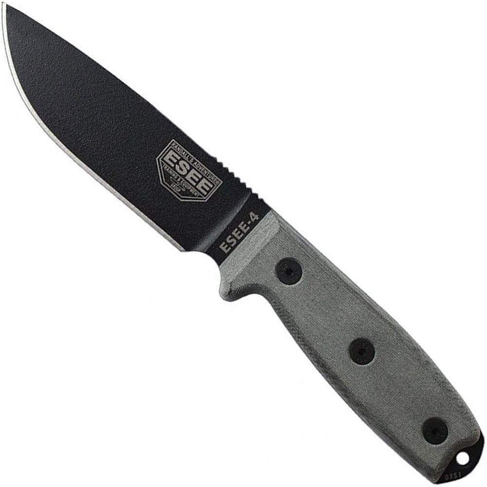 ESEE Knives ESEE-4P Black Drop Point - Micarta Handle - Coyote Brown ...