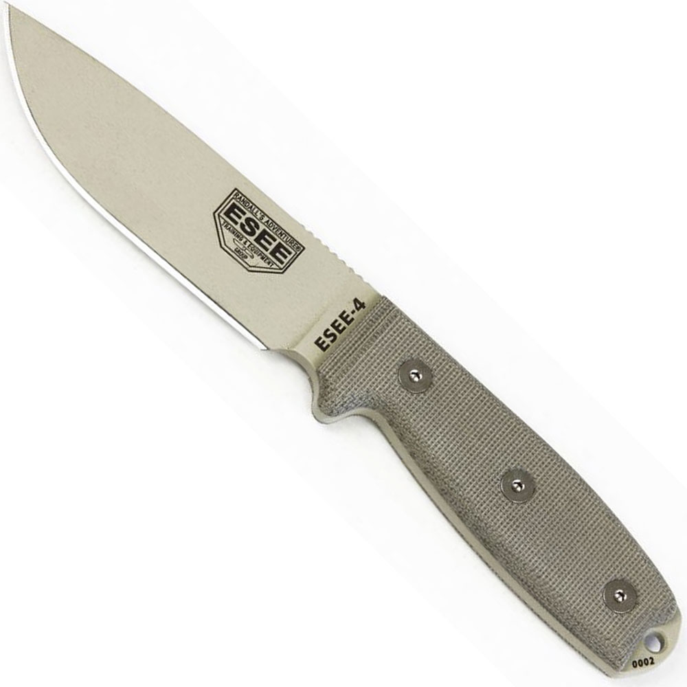 ESEE Knives ESEE-4P-DT Desert Tan Drop Point - Micarta Handle - OD ...