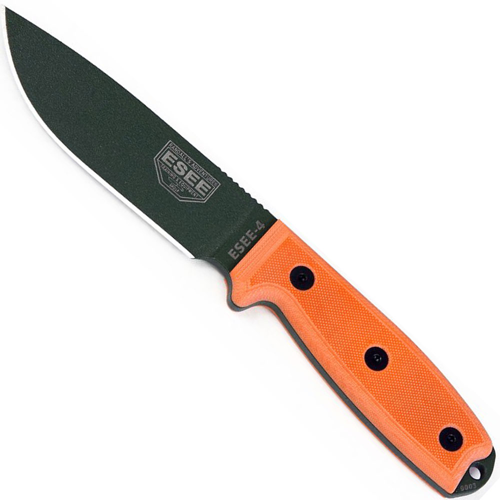 ESEE Knives ESEE-4P-OD Olive Drab Drop Point - Orange G10 Handle ...