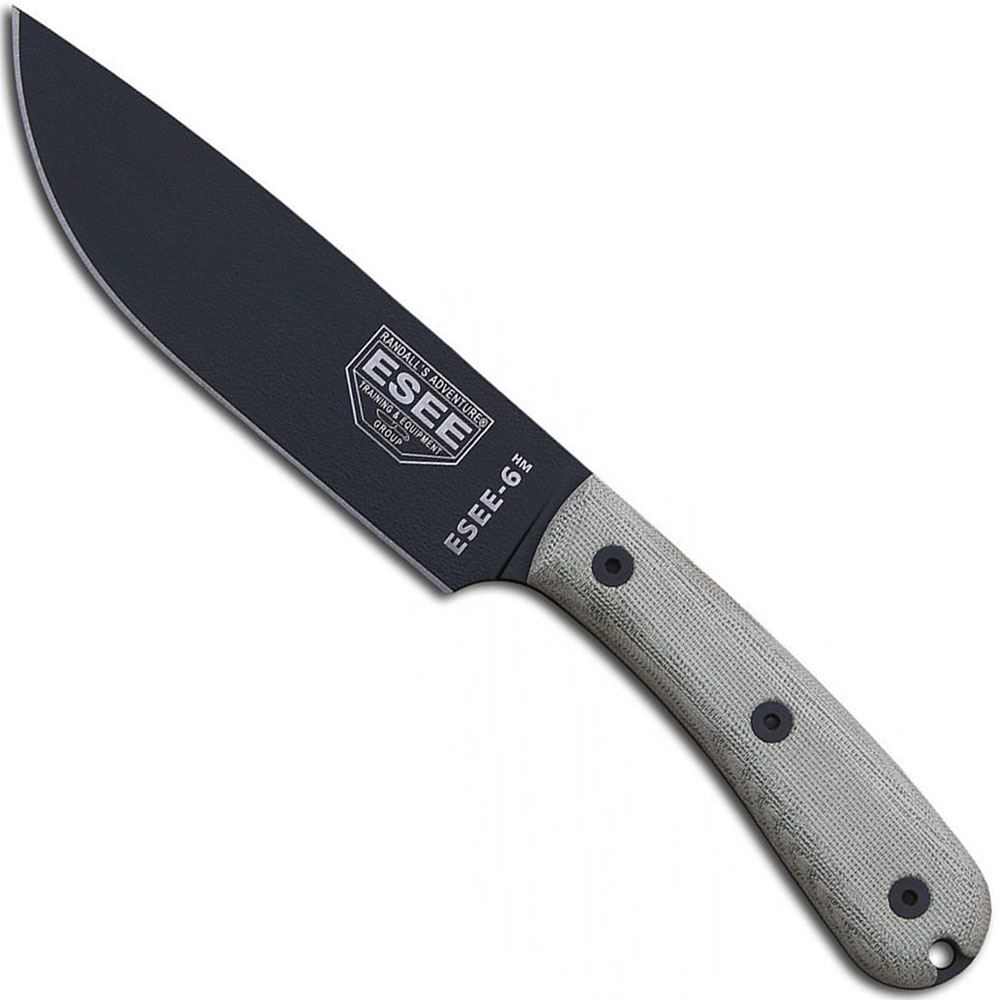 ESEE Knives ESEE-6HM-K Black Drop Point - Traditional Micarta Handle ...