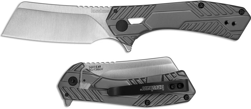 Kershaw 3445 Static EDC - Satin Cleaver Style Blade - Stonewash Gray ...