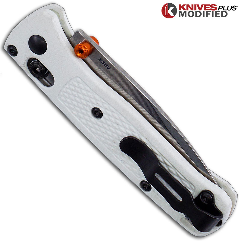 MODIFIED Benchmade Mini Bugout White 533 Knife - Satin Blade