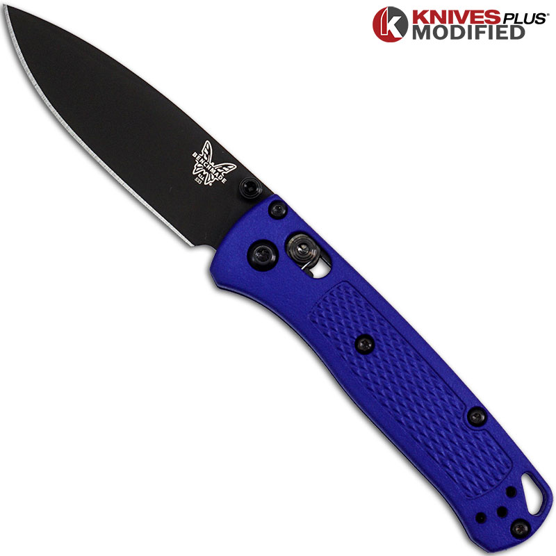 MODIFIED Benchmade Mini Bugout Blue 533BK-1 Knife - Black Blade - Rit ...