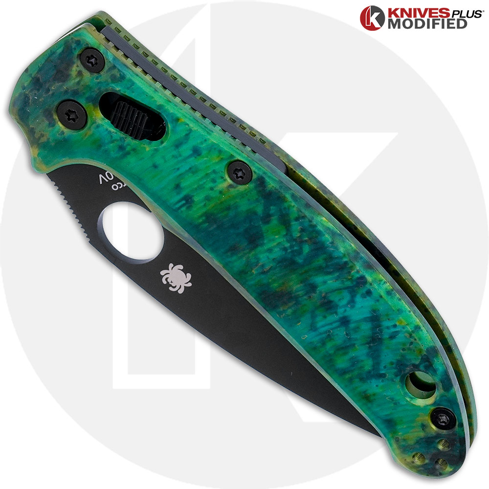 MODIFIED Spyderco Manix 2 Knife with Black DLC Blade + AWT Custom ...