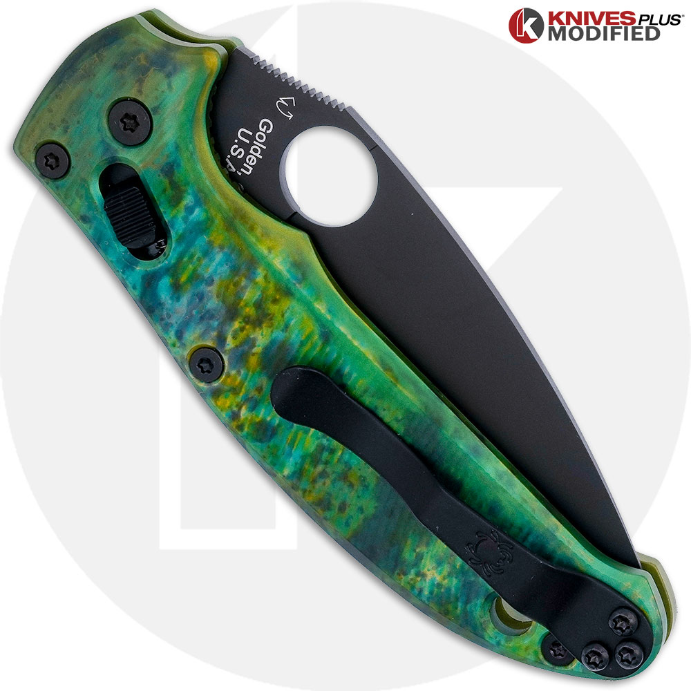 MODIFIED Spyderco Manix 2 Knife with Black DLC Blade + AWT Custom ...