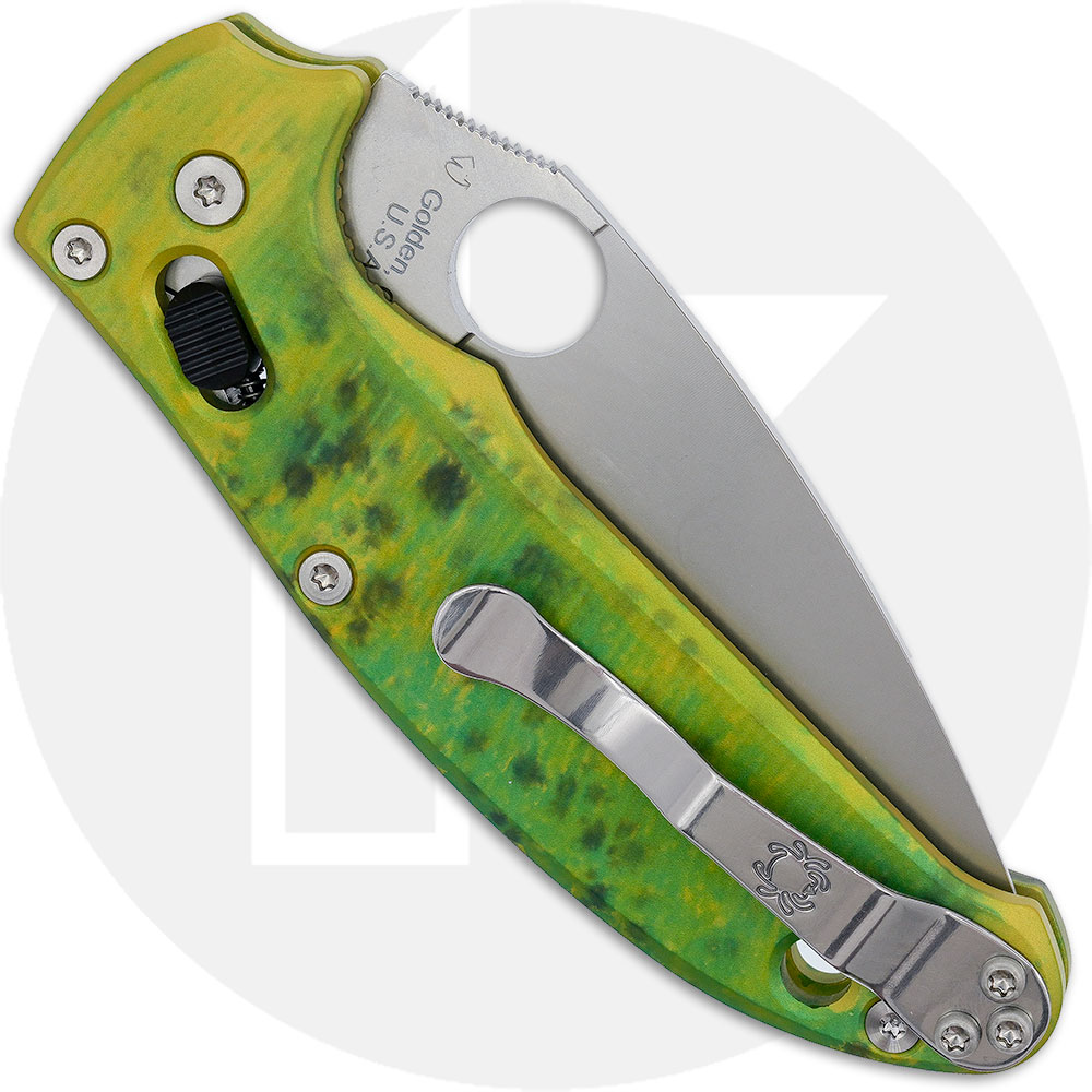 MODIFIED Spyderco Manix 2 Knife with Satin Blade + AWT Custom Anodized ...