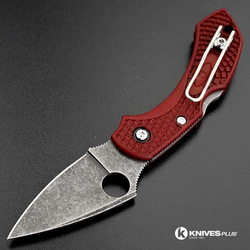 MODIFIED Spyderco Dragonfly 2 - The Red Dragon - ACID WASH - Cherry Red ...