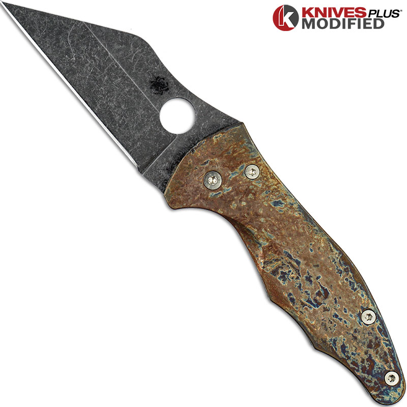 MODIFIED Spyderco Yojimbo 2 Knife with Acid Stonewash & Titanium ...
