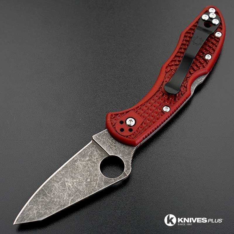 MODIFIED Spyderco Delica 4 - The Red Dragon - Acid Wash - Regrind - Rit ...
