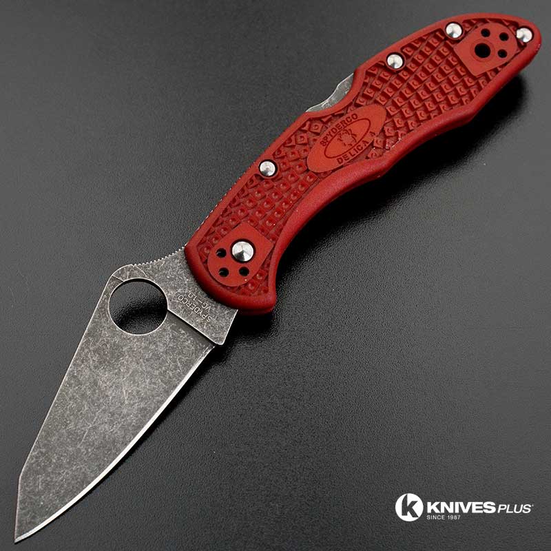 MODIFIED Spyderco Delica 4 - The Red Dragon - Acid Wash - Regrind - Rit ...
