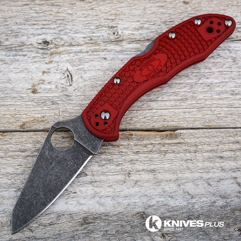 MODIFIED Spyderco Delica 4 - The Red Dragon - Acid Wash - Regrind - Rit ...