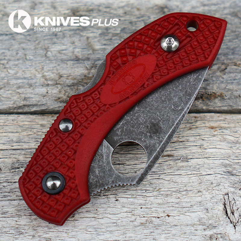 MODIFIED Spyderco Dragonfly 2 - The Red Dragon - ACID WASH - Cherry Red ...