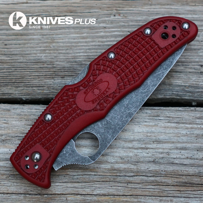 MODIFIED Spyderco Endura 4 - The Red Dragon - Acid Wash - Rit Dyed Handle