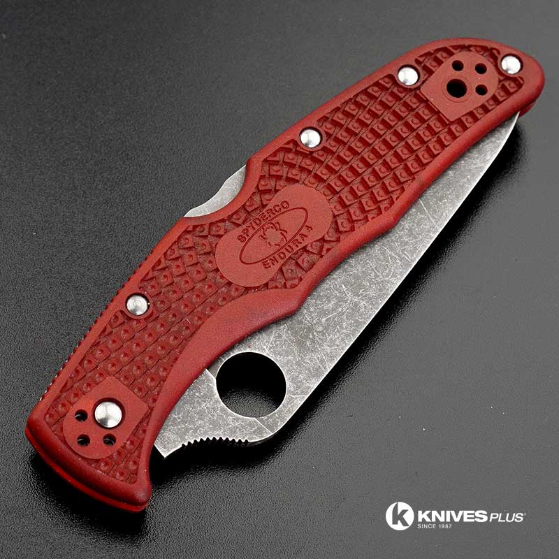 MODIFIED Spyderco Endura 4 - The Red Dragon - Acid Wash - Rit Dyed Handle