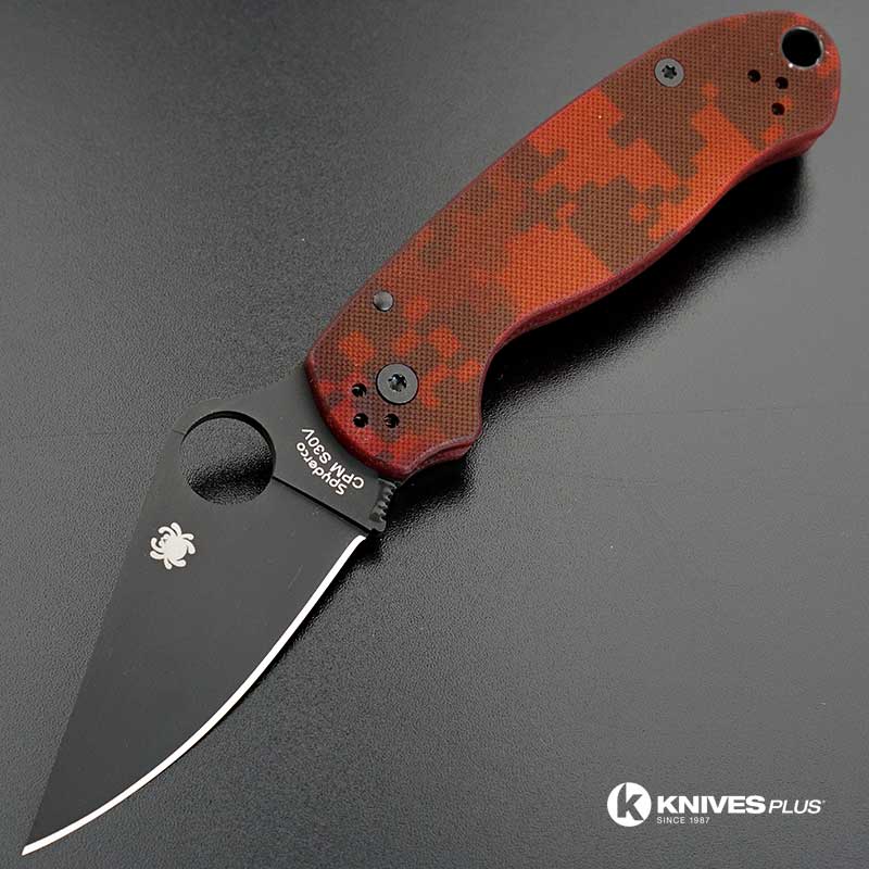 MODIFIED Spyderco Para 3 Knife - Red Digital Camo - DLC Blade - Rit ...