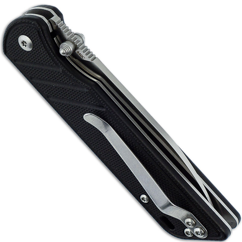 QSP Parrot Knife QS102-A - Satin D2 Spear Point - Black G10 - Liner ...