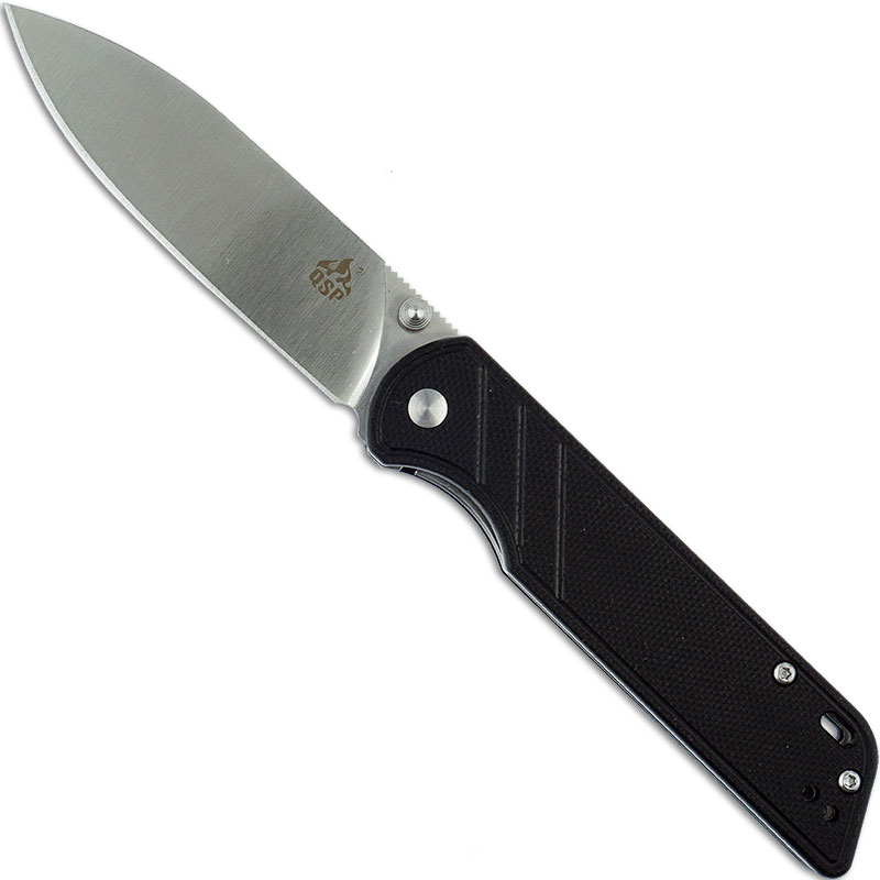 QSP Parrot Knife QS102-A - Satin D2 Spear Point - Black G10 - Liner ...