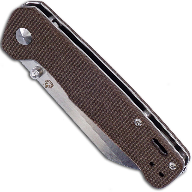 QSP Penguin Knife QS130-A - 2 Tone Satin D2 Sheepfoot - Linen Micarta ...