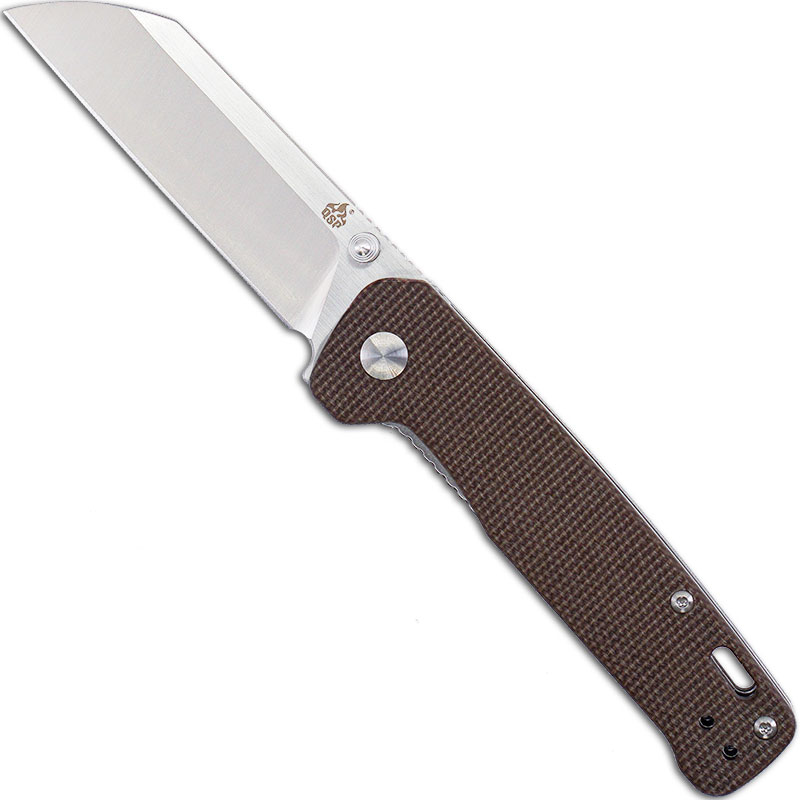 QSP Penguin Knife QS130-A - 2 Tone Satin D2 Sheepfoot - Linen Micarta ...