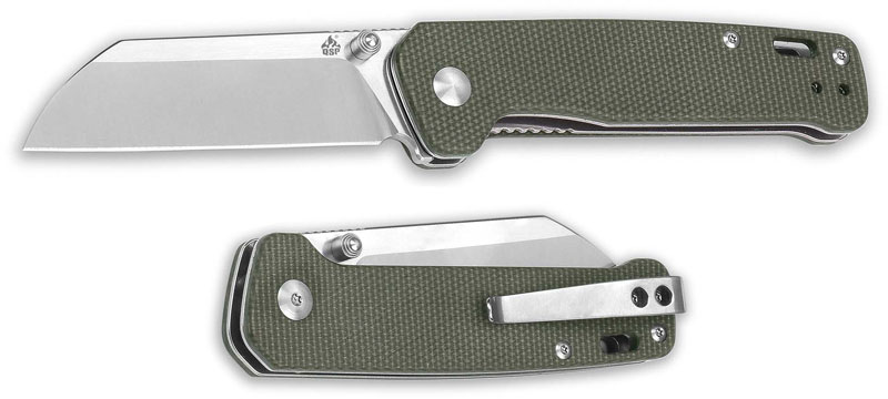 QSP Penguin Knife QS130-C - 2 Tone Satin D2 Sheepfoot - OD Linen ...