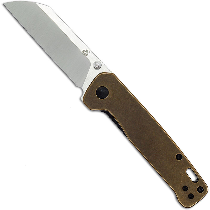 QSP Penguin Knife QS130-F - 2 Tone Satin D2 Sheepfoot - Brass Handle ...