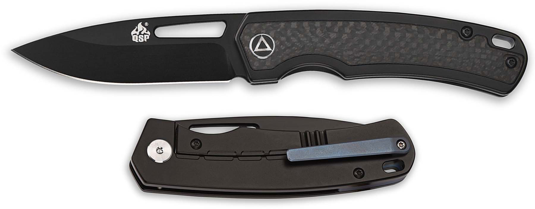 QSP Puffin Knife QS127-A - Black Ti S35VN Drop Point - Black Titanium ...