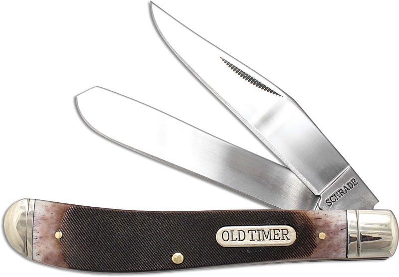 Gunstock Trapper Old Timer Knife, Saw Cut Bone, SC-94OTB