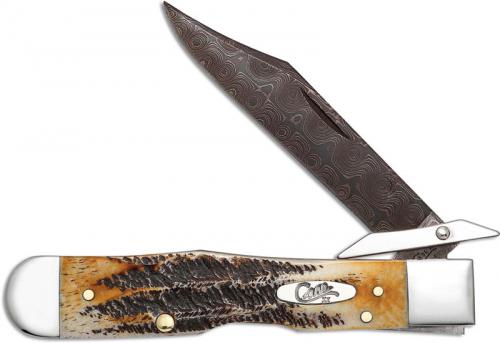 Case Cheetah Knife 34801 Limited Damascus Blade BoneStag Handle 6.5111 ...