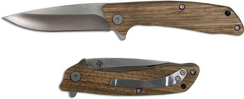 Roper Jr Outlaw Folder Satin Drop Point EDC Zebra Wood Liner Lock ...