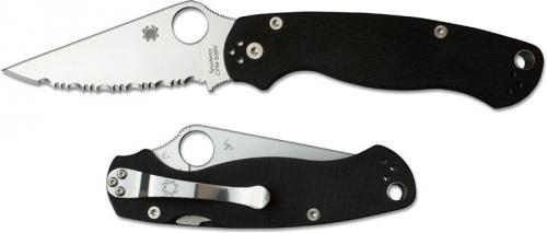 Spyderco C81GS2 Para Military 2, Serrated Compression Lock Black G-10 ...